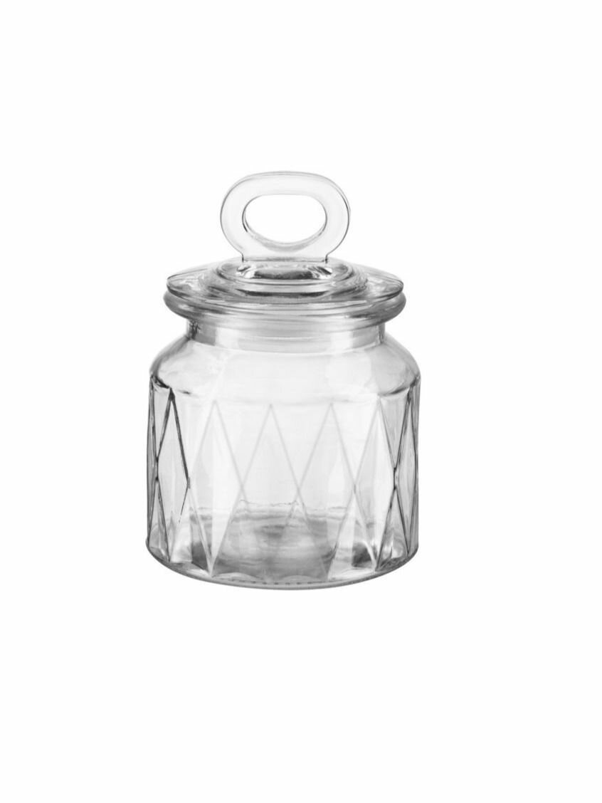 Банка для продуктов MALLONY Fantasia 0,6л круглая стекло, пластик