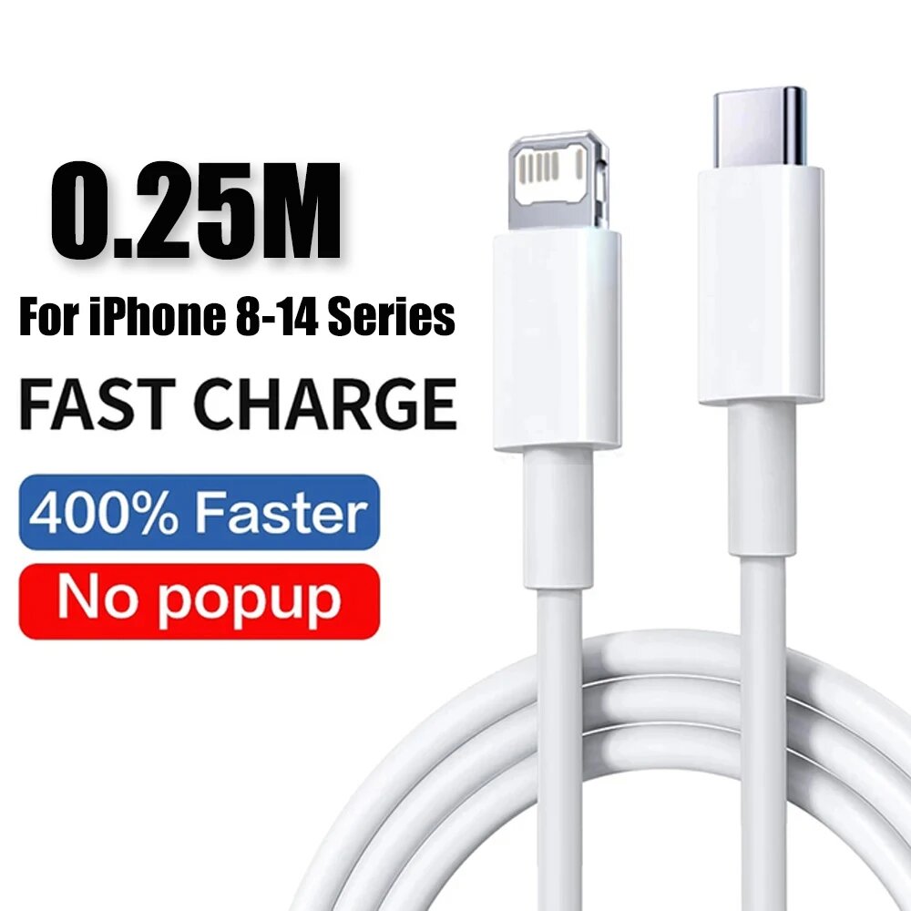 Зарядное Устройство PD 40W С Быстрой Зарядкой USB-C Для iPhone 17/16/15/14/13 C To PD Cable 0.25M