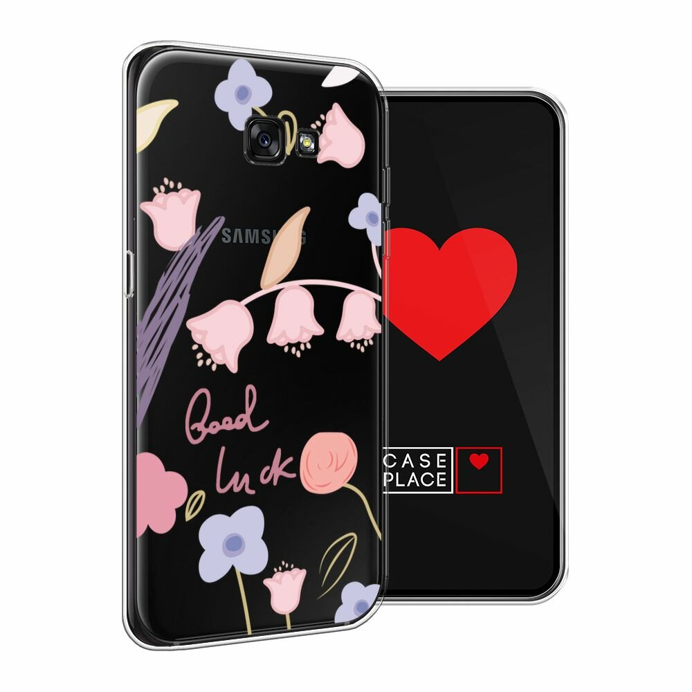 Чехол на Samsung Galaxy A7 2017 / Самсунг Галакси А7 2017 с принтом "Lucky flowers", прозрачный — фото 1