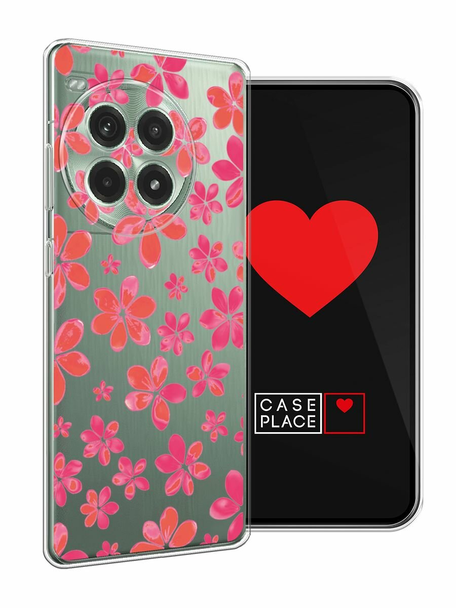 Чехол на OnePlus Ace 3 Pro / Ван Плас Эйс 3 Про с принтом "Росыпь ярких цветов", прозрачный — фото 1