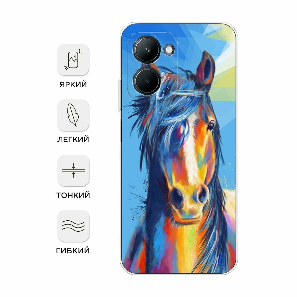 Силиконовый чехол на Realme C33 / Реалми С33 с принтом "Лошадь арт 3" — фото 1
