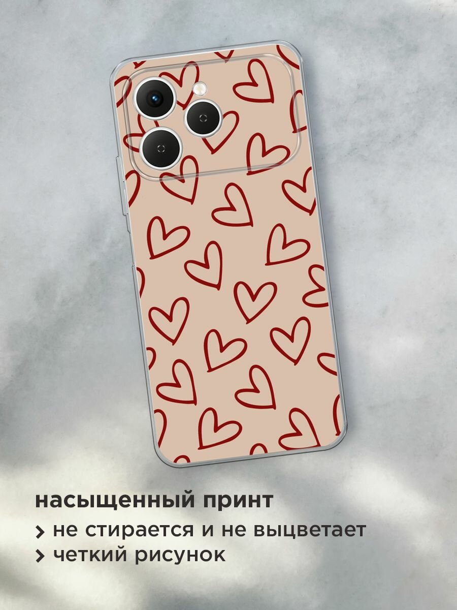 Чехол на Tecno Spark 40 / Текно Спарк 40 с принтом "Little hearts doodles 1 - 14 февраля" — фото 1