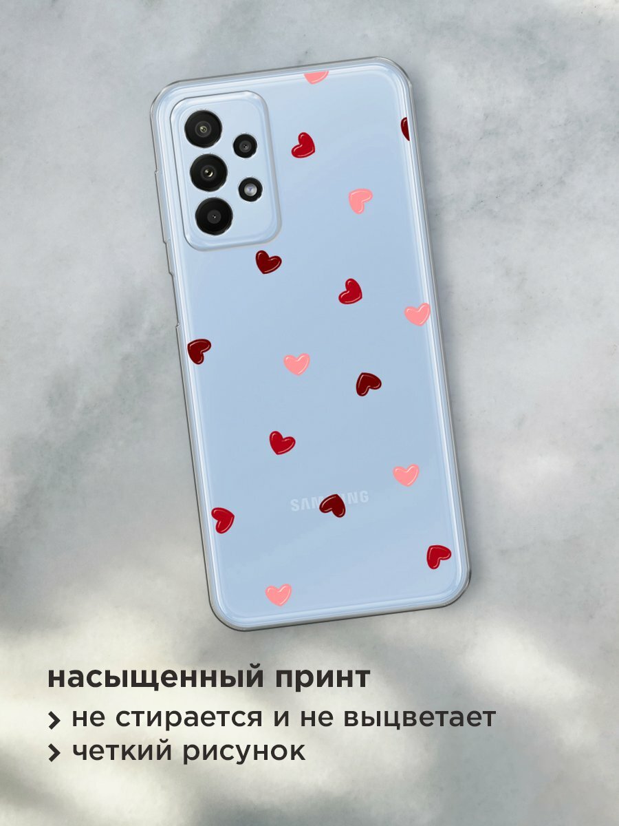 Чехол на Samsung Galaxy A23 / Самсунг Галакси А23 с принтом "Бордовые сердечки 2" — фото 1