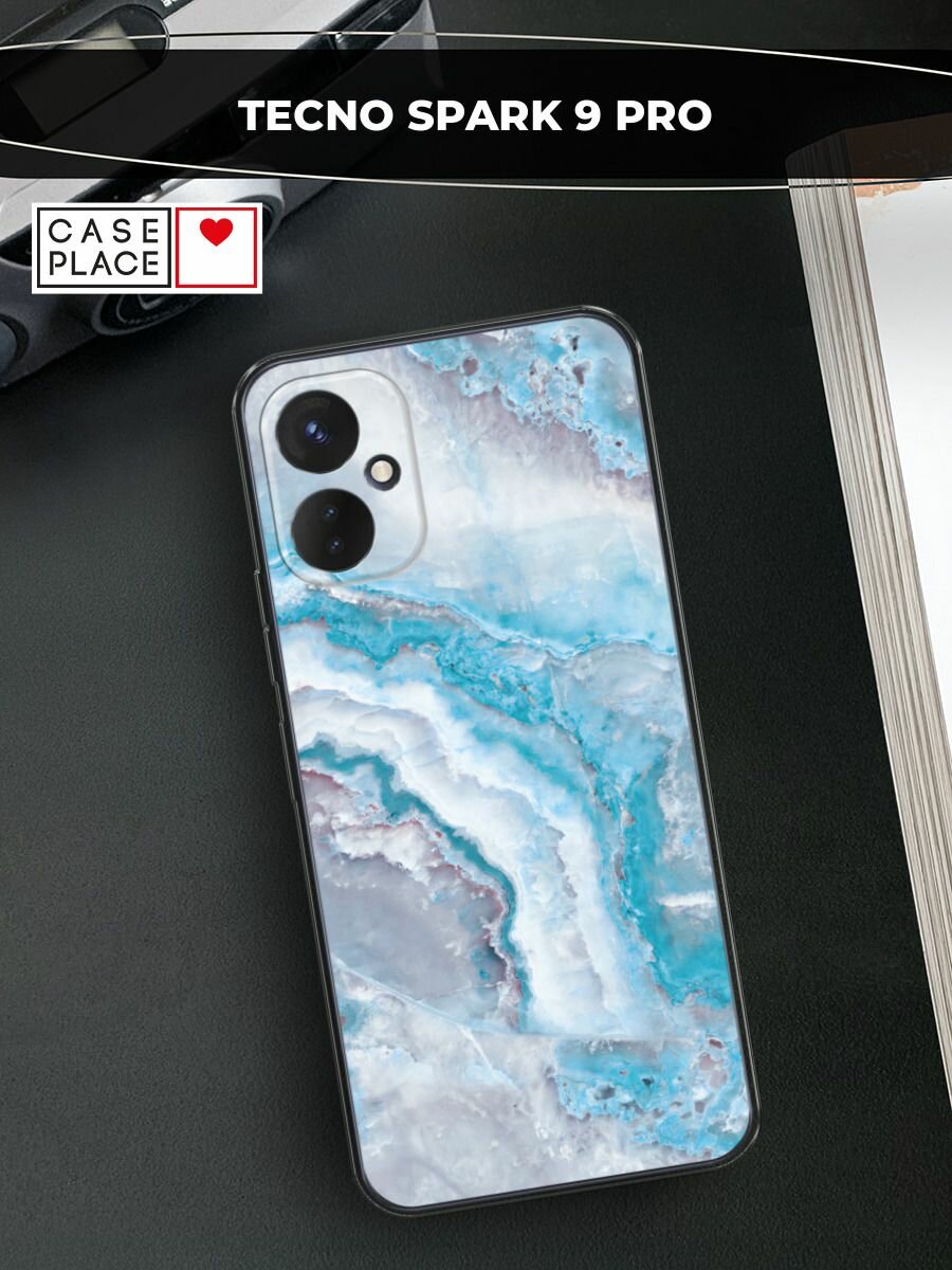 Чехол на Tecno Spark 9 Pro / Техно Спарк 9 Про с принтом "Нежно-голубой мрамор"