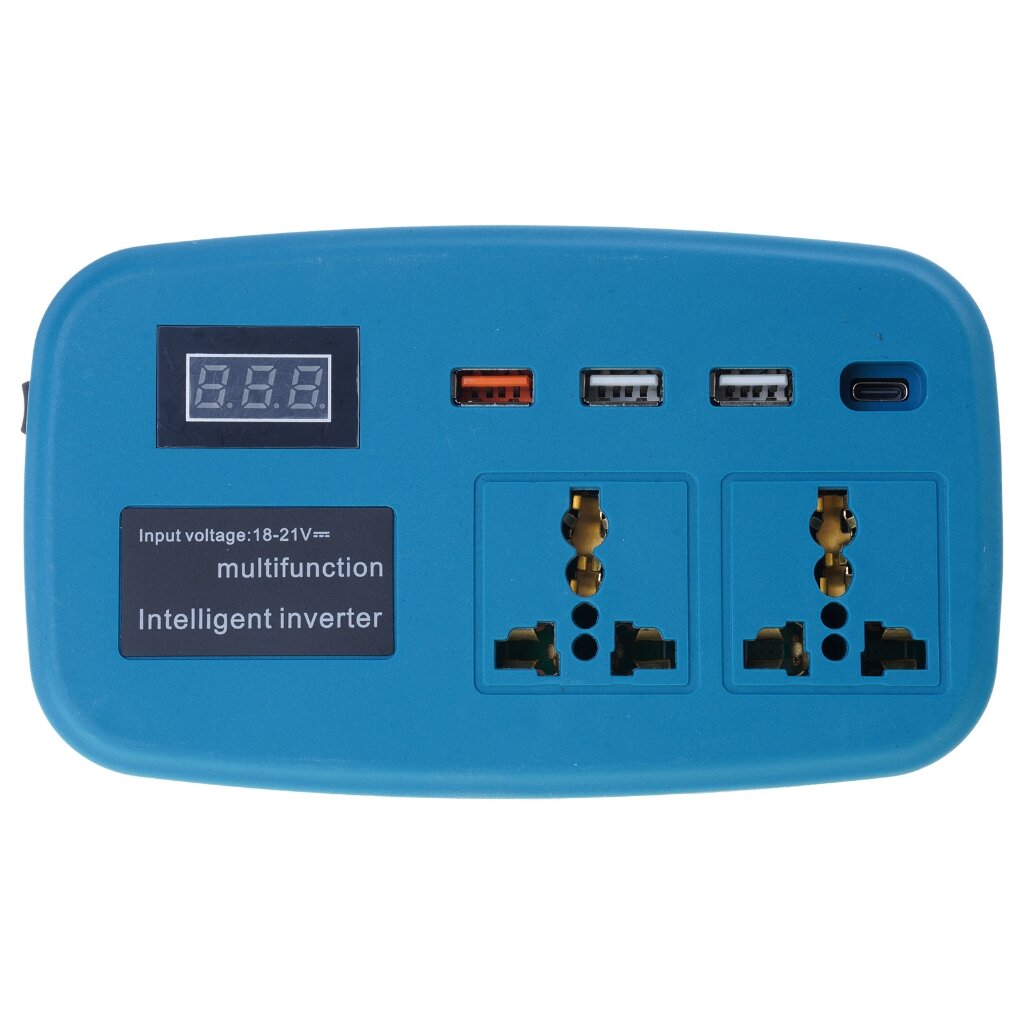 Портативный Инвертор от 18 В до 21 В до 220 В, Зарядное Устройство мощностью 100 Вт с Выходами USB и Type C для Мобильных Устройств, Светодиодный Вентилятор