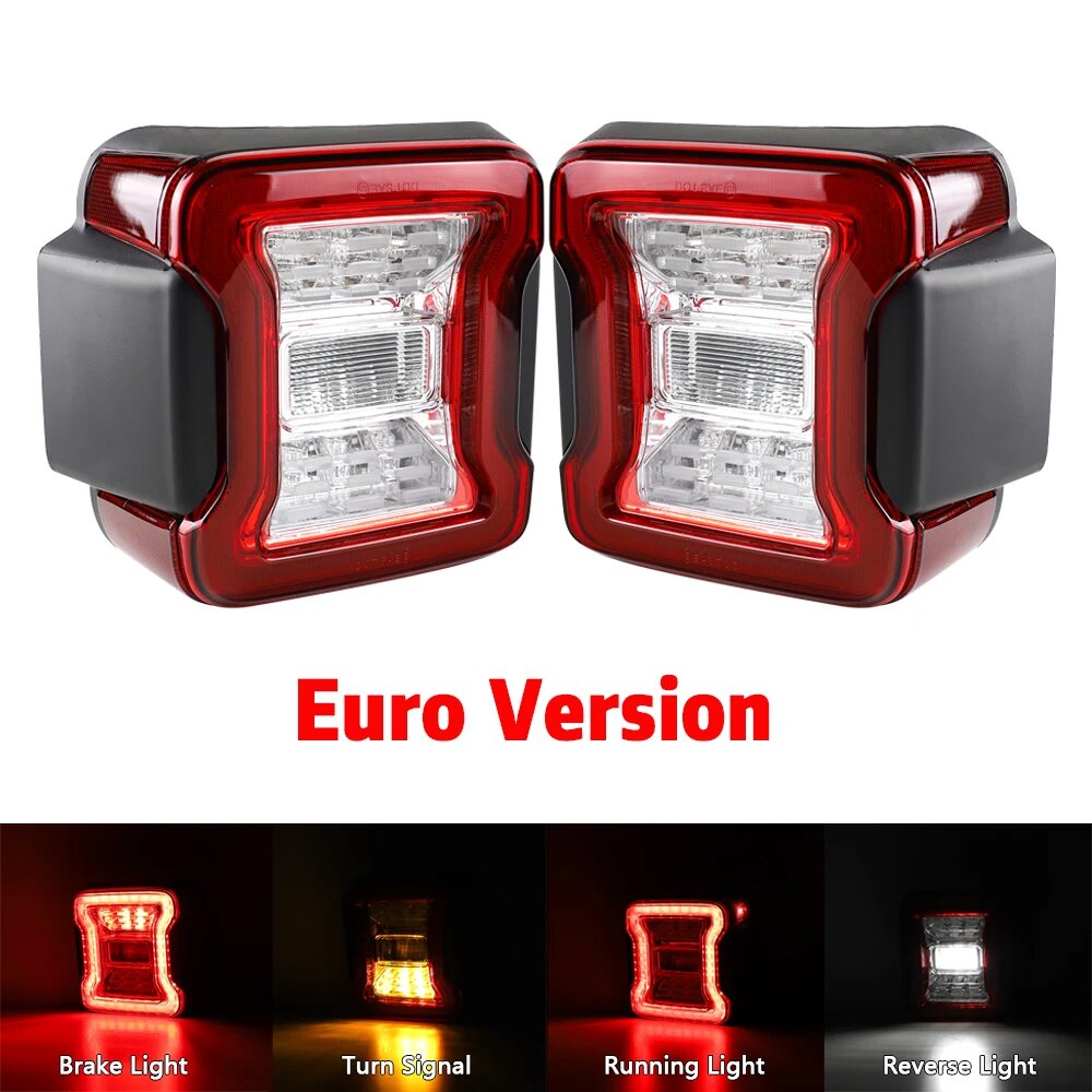 Светодиодные задние фонари Jeep Wrangler JL 2018-2024, Clear Euro Version