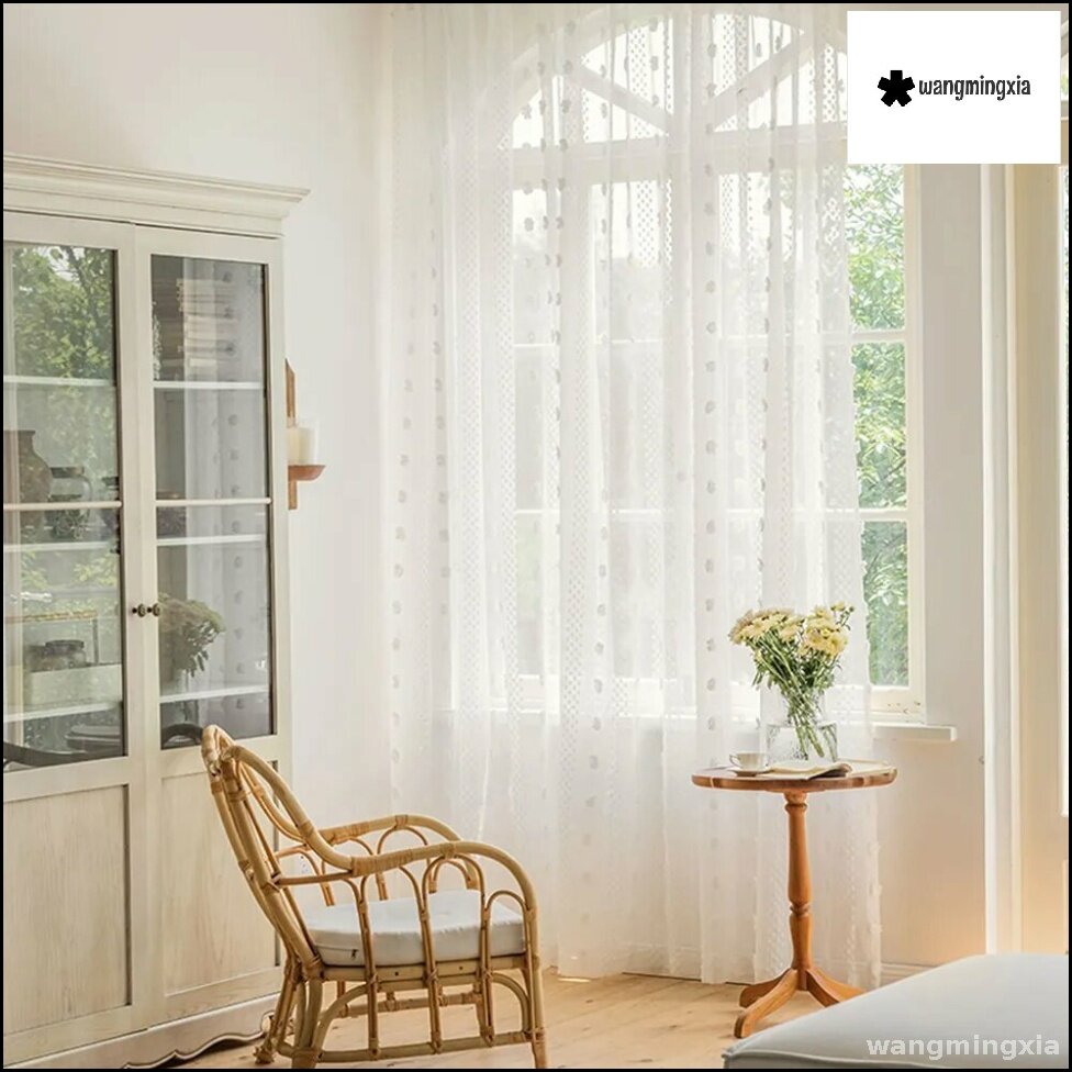 Эксклюзивный тюль ROSNEK DECOR 132x213 см с завязками, белоснежный