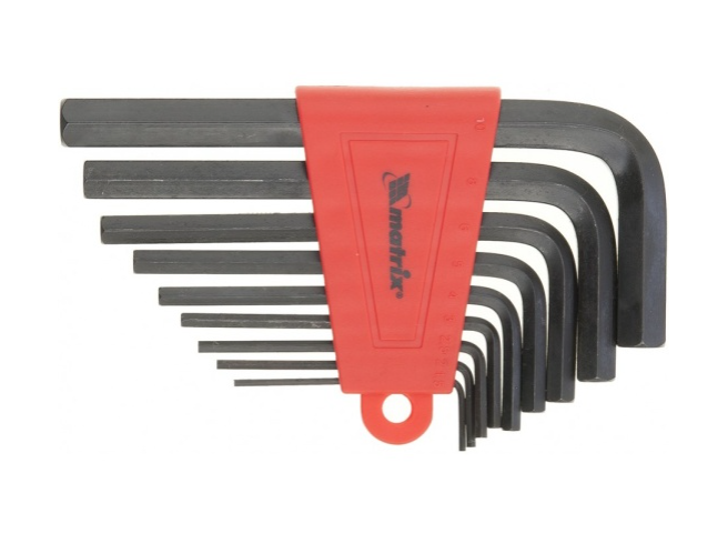 Набор ключей имбусовых hex, 1,5–10 мм, crv, 9 шт, оксидированные, короткие matrix