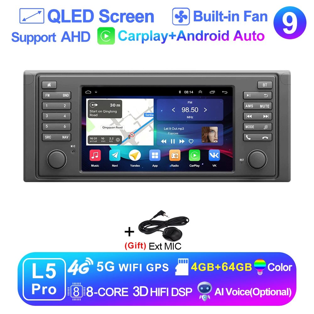 LEHX 2din Android 14 авто Carplay автомобильный радио мультимедийная стереосистема L5 Pro(4-64GB)-0