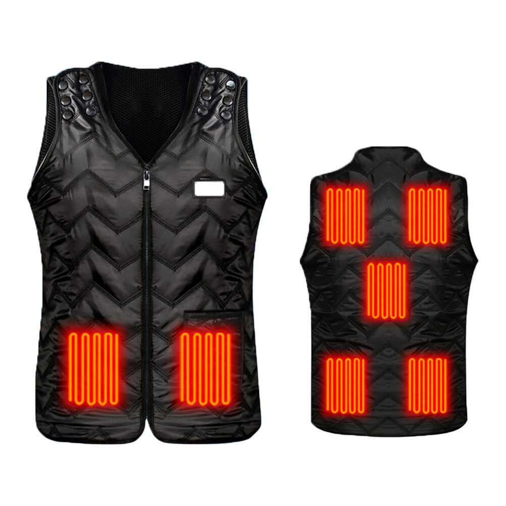 Зимний электрический жилет с подогревом от USB, регулируемая длина и обогрев груди, теплая куртка с электроподогревом для мужчин и женщин