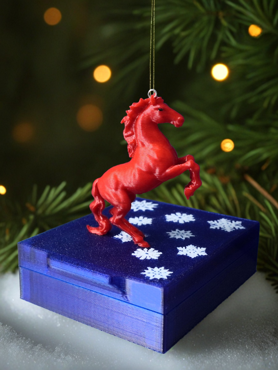 Ёлочная игрушка "Красная лошадка", новогодний подарок, символ года 2026