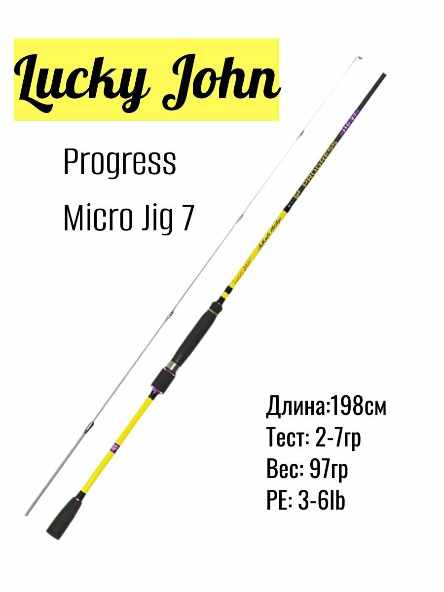 Спиннинг Lucky John Progress MICRO JIG 7, длина 1.98м, тест 2-7гр