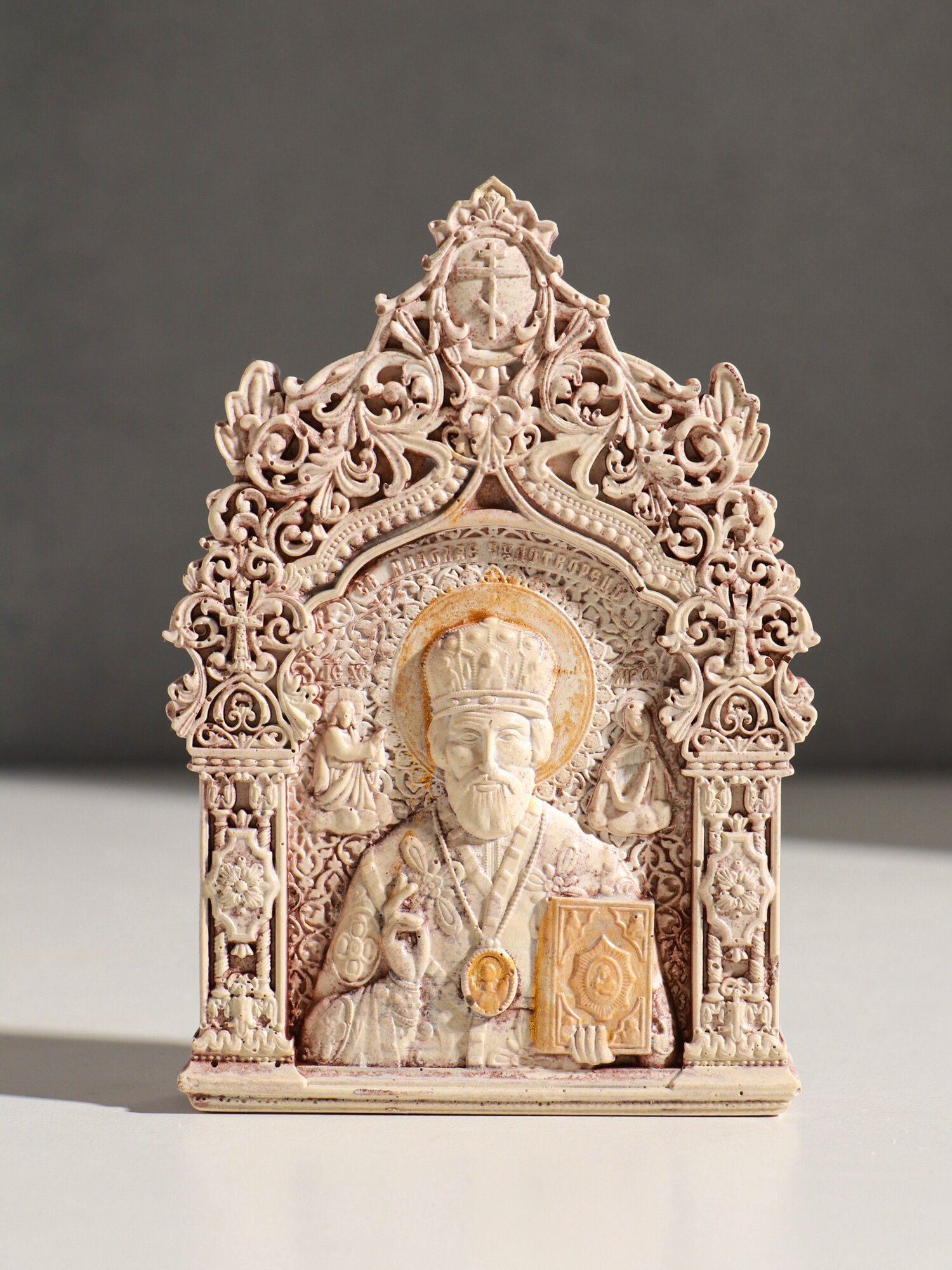 Икона «Николай Чудотворец», с подвесом, 12×8×2 см, гипс, роспись