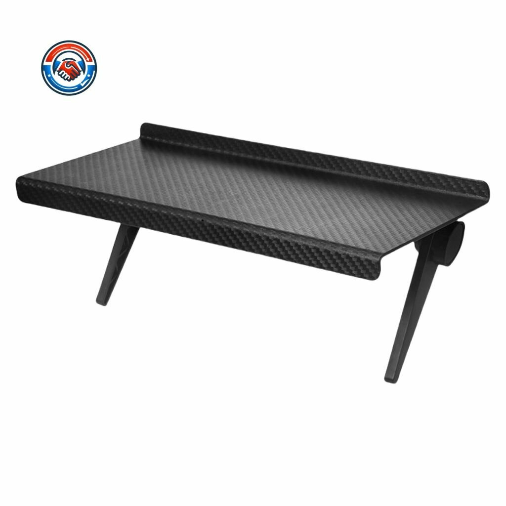 Стойка для ТВ-приставки без сверления, универсальная полка под монитор и консоль, органайзер для роутера и пультов, большая чёрная 33x14 см, минималистичный кронштейн для дома и офиса