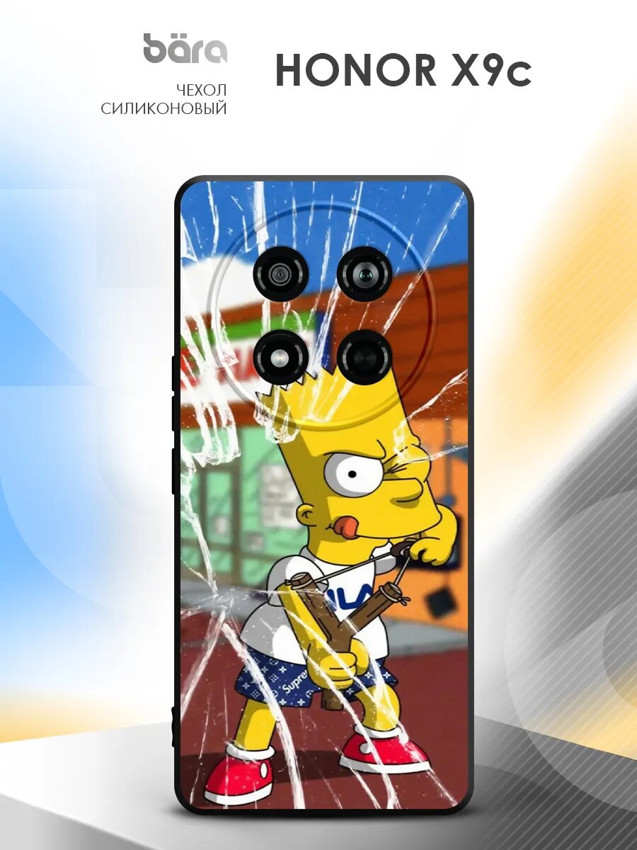 Чехол на Honor X9c / Хонор Х9с накладка, защитный, матовый, черный с рисунком