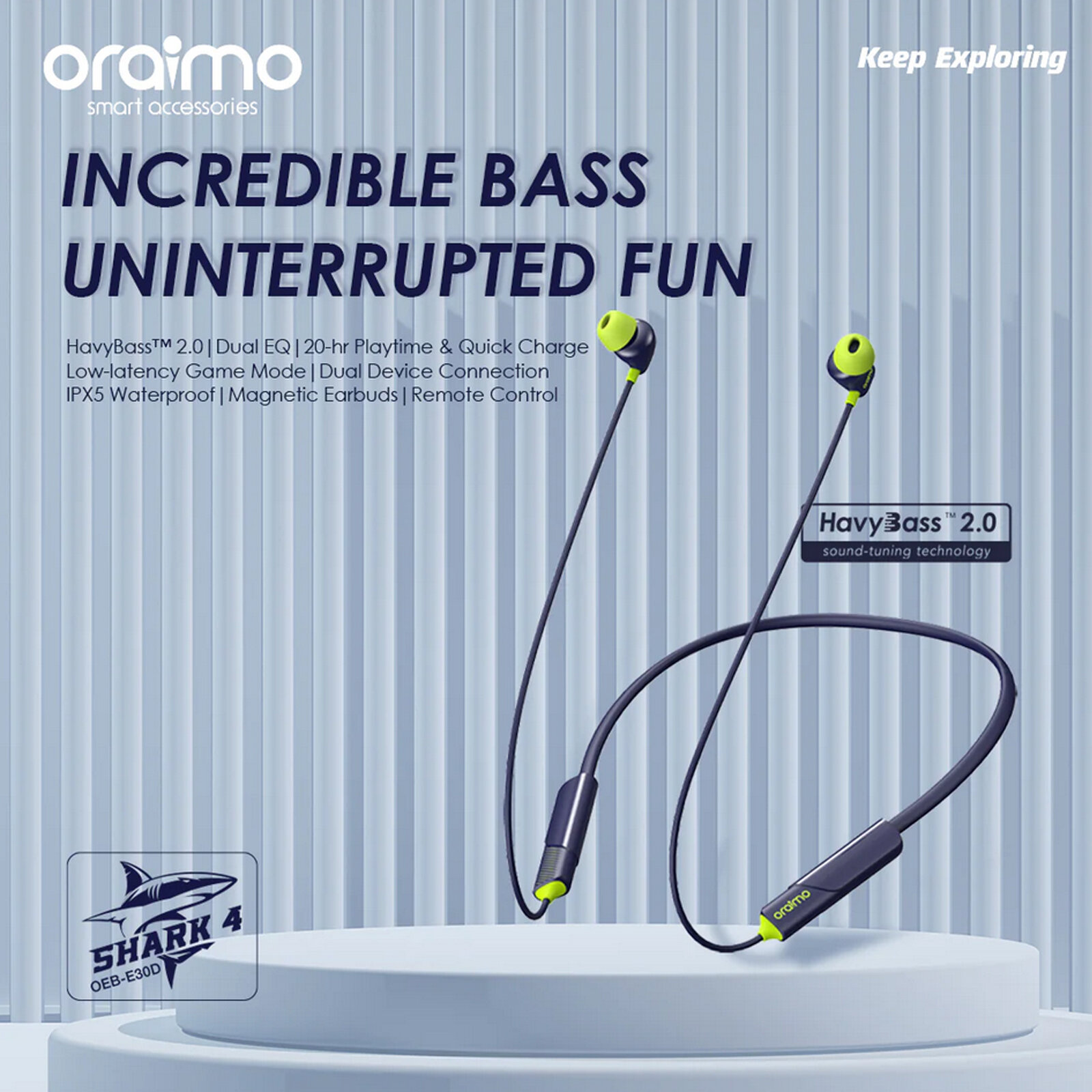 Oraimo Shark 4 Dual EQ 20ч IPX5 Наушники