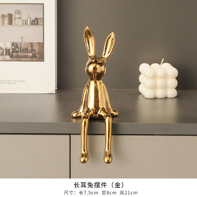 Керамическое украшение "Исцеляющий кролик", милый декор для гостиной, телевизионного шкафа, входа, винного шкафа, маленькая декоративная деталь