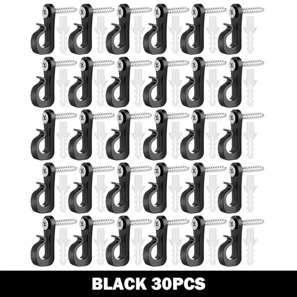 Пластиковые крючки для гирлянд черные белые Black 30pcs