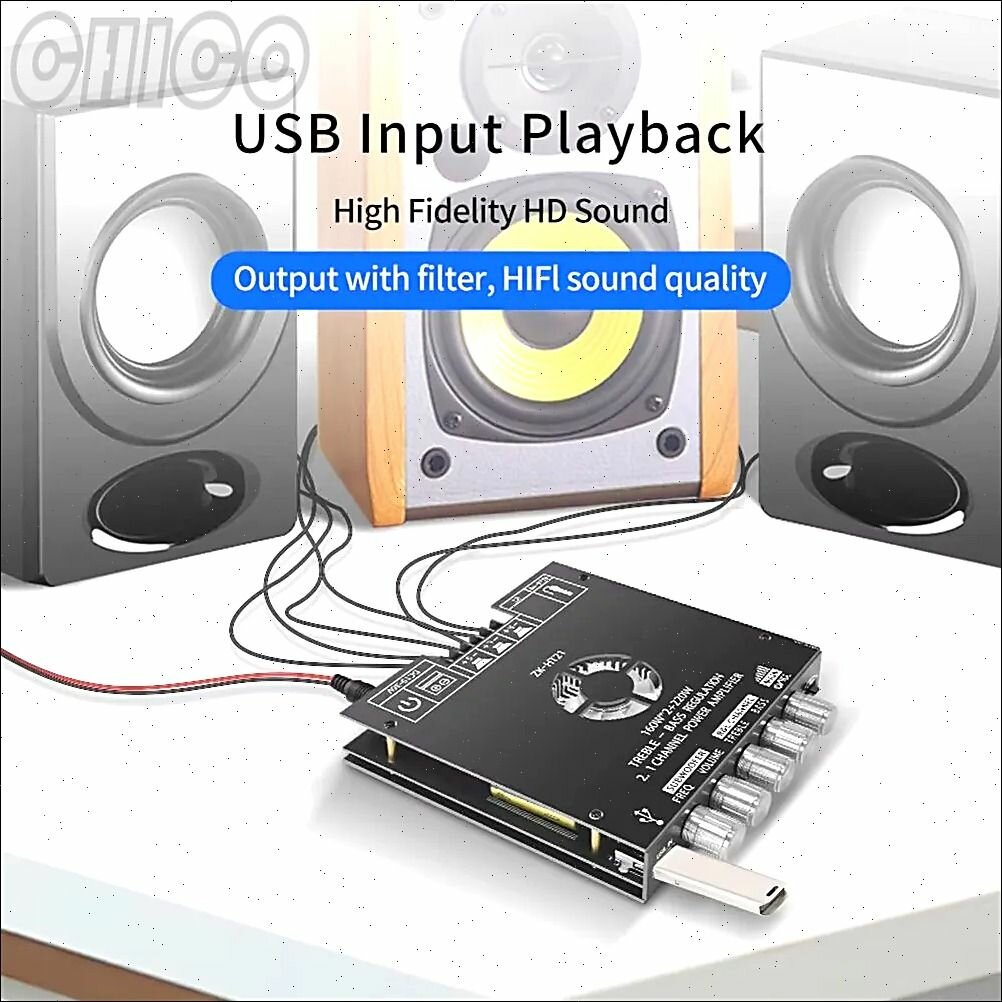 Модуль цифрового усилителя мощности Bluetooth ZK-HT21, 2,1 канала, TDA7498E с интенсивными высокими и низкими тонами