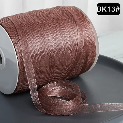 Органза лента 10 мм, коричневая, 10 м