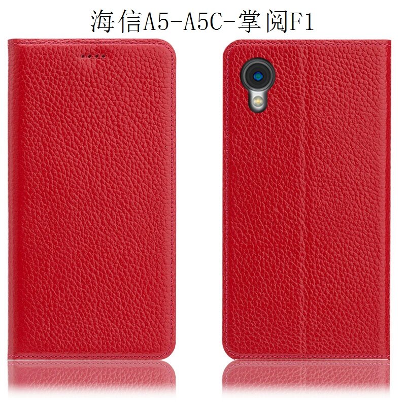 Истинная кожа флип-чехол для Hisense A5/A5C и iReader F1, красный цвет, узор личи, полная защита