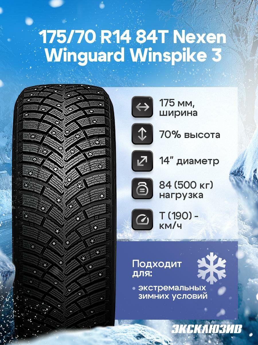 Зимняя шипованная шина Nexen Winguard Winspike 3 175/70 R14 84T шип