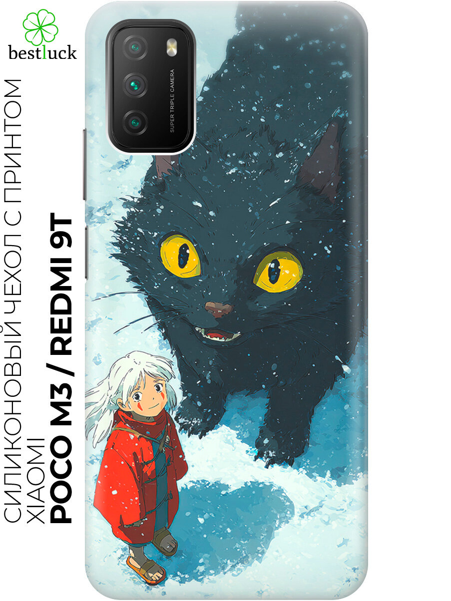 Силиконовый чехол на Xiaomi Redmi 9T / Poco M3 с принтом "Аниме‑зимняя сказка"