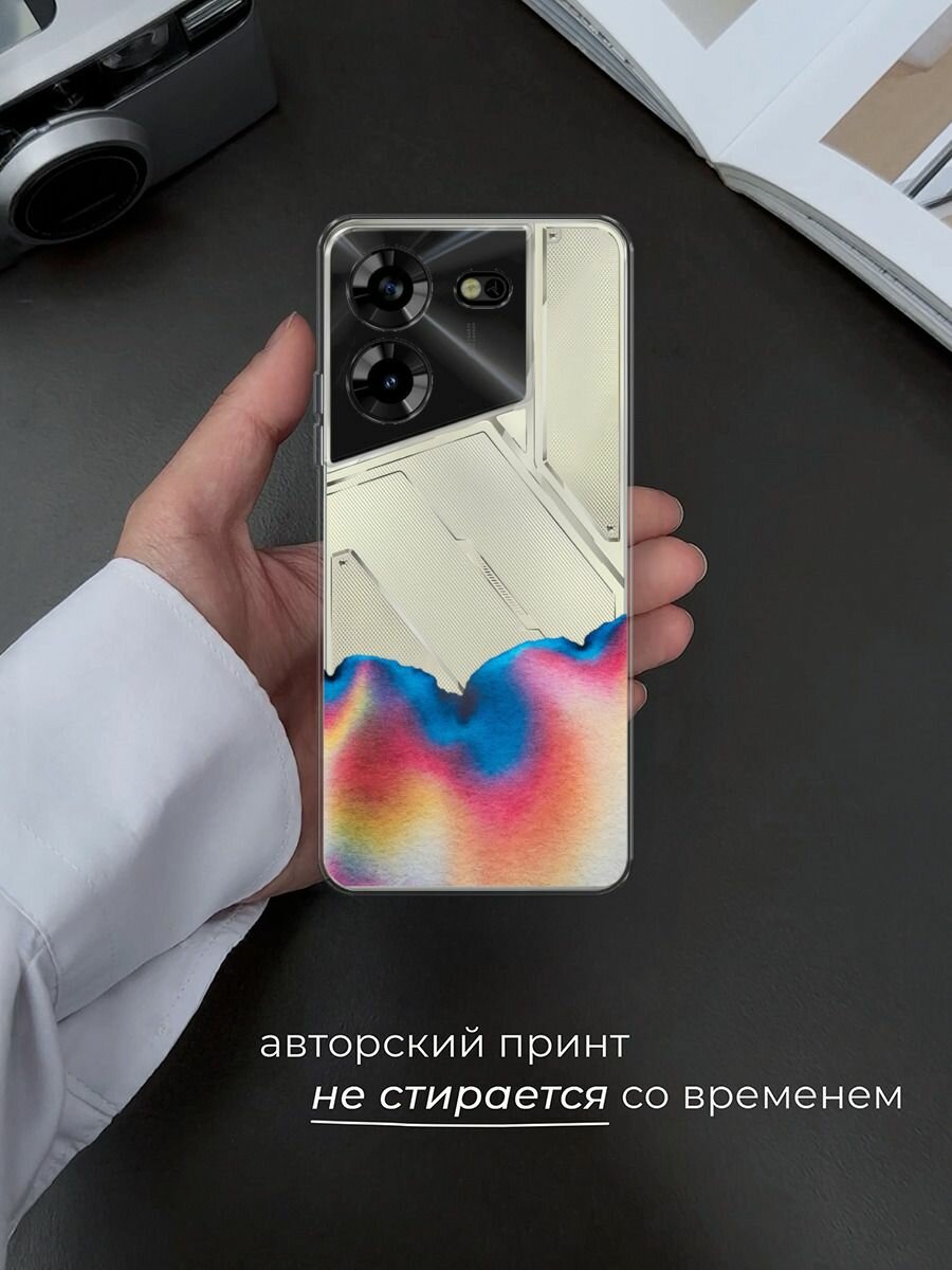 Чехол на Tecno Pova 5 / Техно Пова 5 с принтом Акварельное сочетание, прозрачный — фото 1