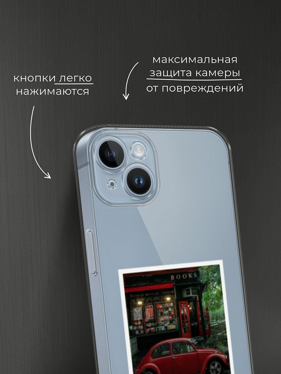 Чехол на Apple iPhone 14 / Айфон 14 с принтом Осенний палароид красный — фото 1
