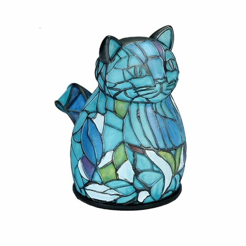 Красочная настольная лампа-скульптура из витражного стекла "Животные", - D