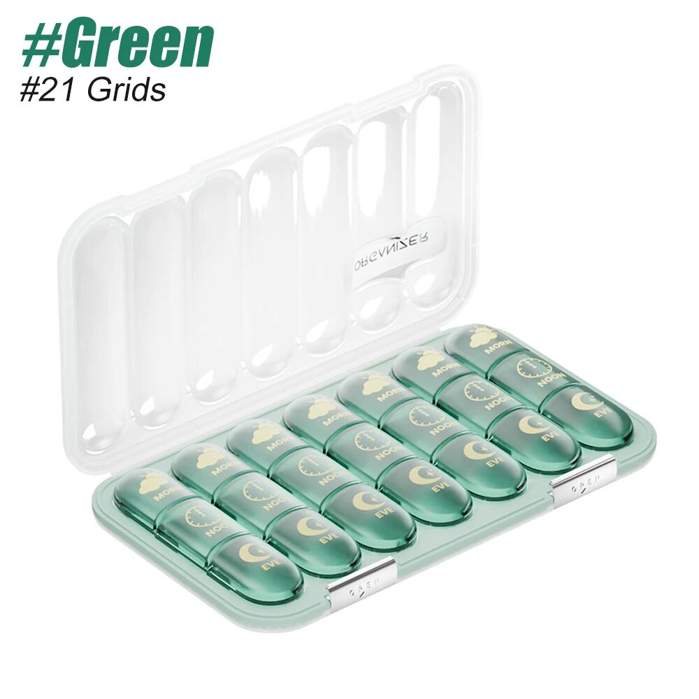 Органайзер для таблеток Green-21, 21 ячейка