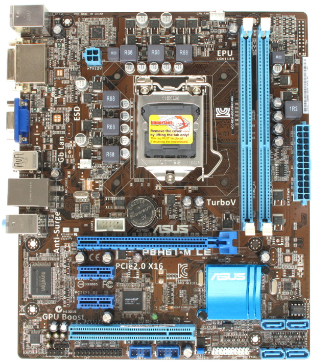 Материнская плата ASUS P8H61-M LE, поддержка процессоров Intel, 2 слота DDR3, 1155 сокет
