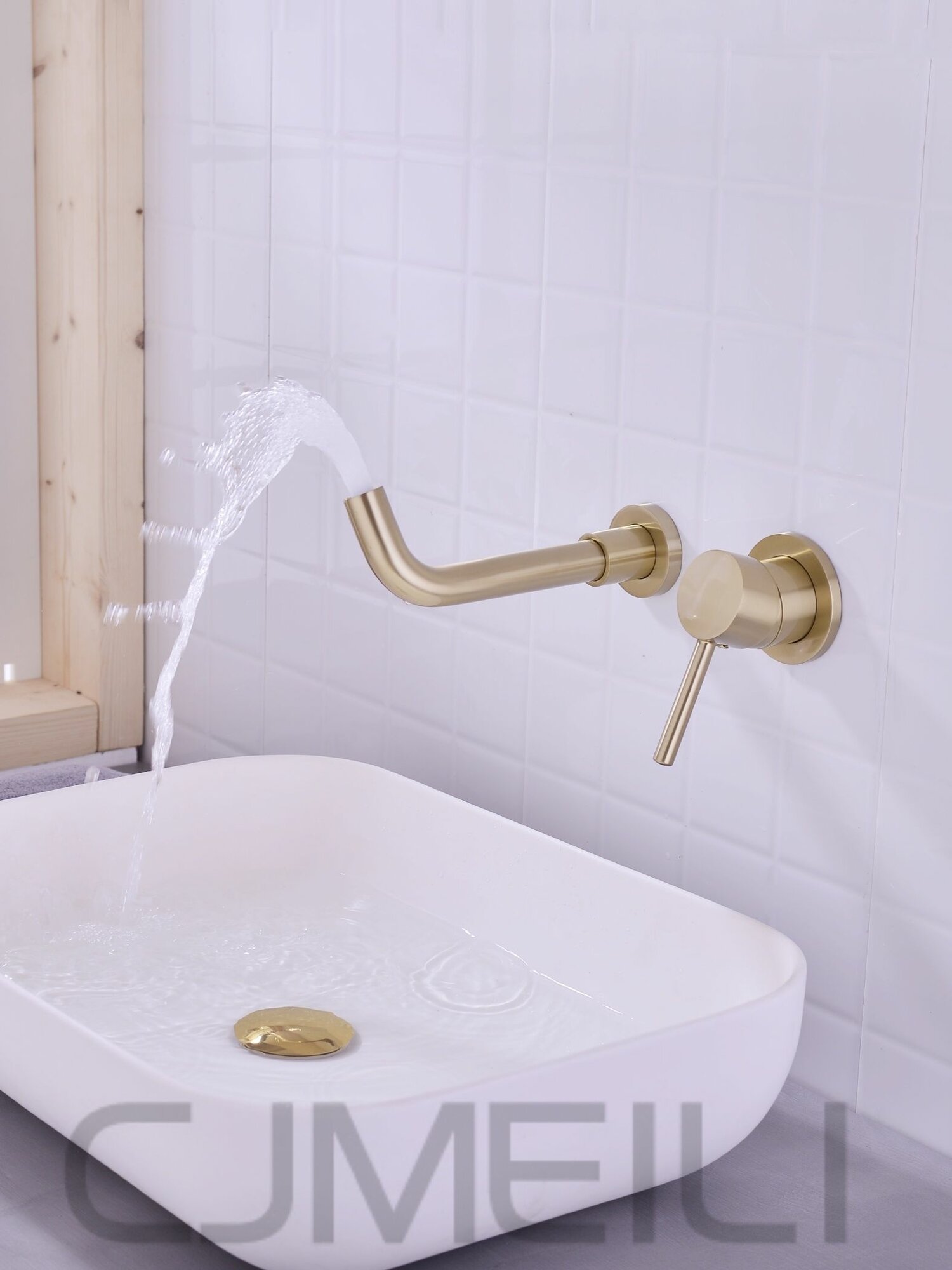 Встраиваемый смеситель для раковины, смеситель настенный скрытого монтажа для раковины, Матовое золото