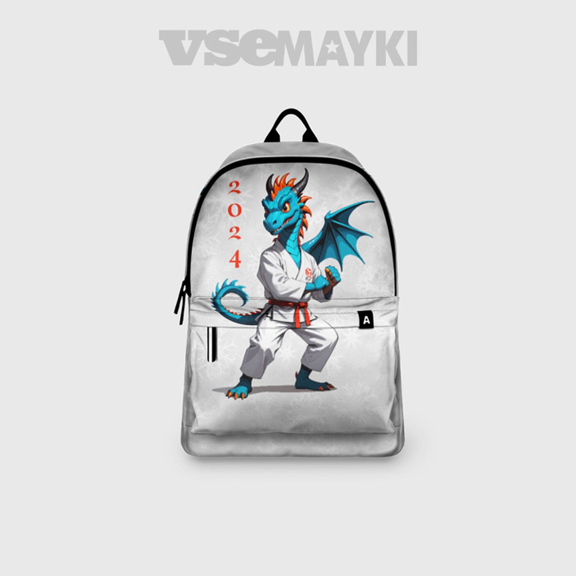 Рюкзак VseMayki с принтом Дракон на спорте 2024, One size, белый