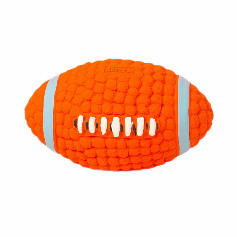 EETOYS Small Latex Rugby Dog Toy, Fun Squeaky Teeth Cleaning Ball, Latex Ball Pet Dog Toy