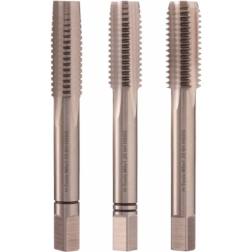 Набор метчиков из 3-х шт. H-Tools М8 шаг 1.25мм DIN352 HSS-G 230080HT, легированной стали, черный