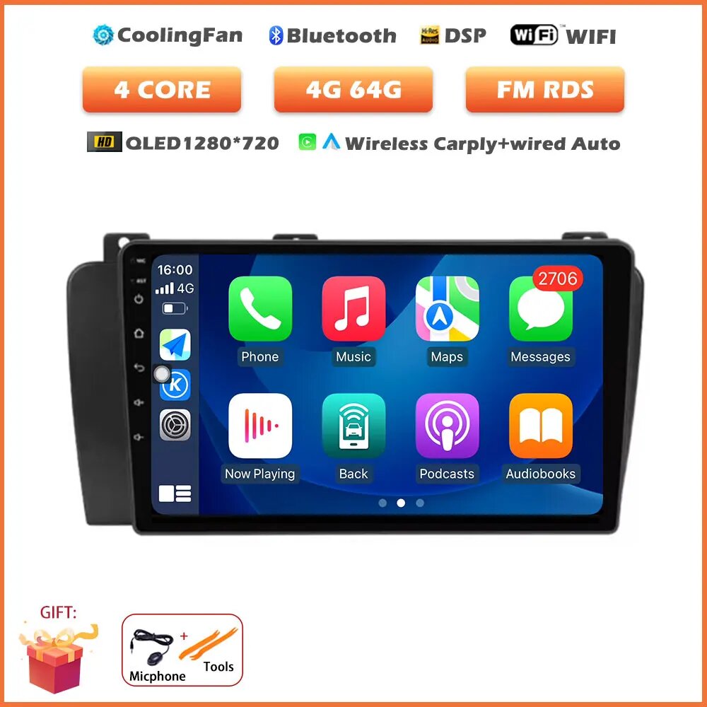 Android 15 авто для Volvo XC70 V70 S60 2000-2009 автомобильный радио стерео мультимедийный плеер GPS-навигация беспроводной Carplay стерео инструменты B 4G 64G