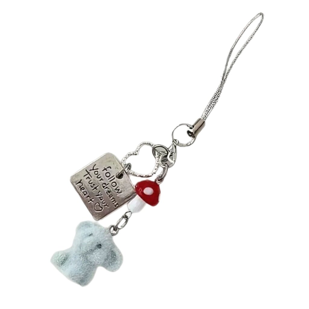 Очаровательный брелок для телефона с красным грибом и слоном, стильная смола и сплав, аксессуар для женщин и девушек