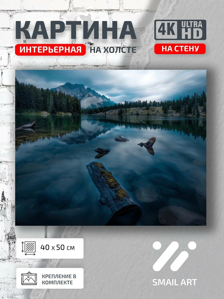 Картина на холсте интерьерная 40 на 50 на стену Природа Озеро для кафе пейзаж