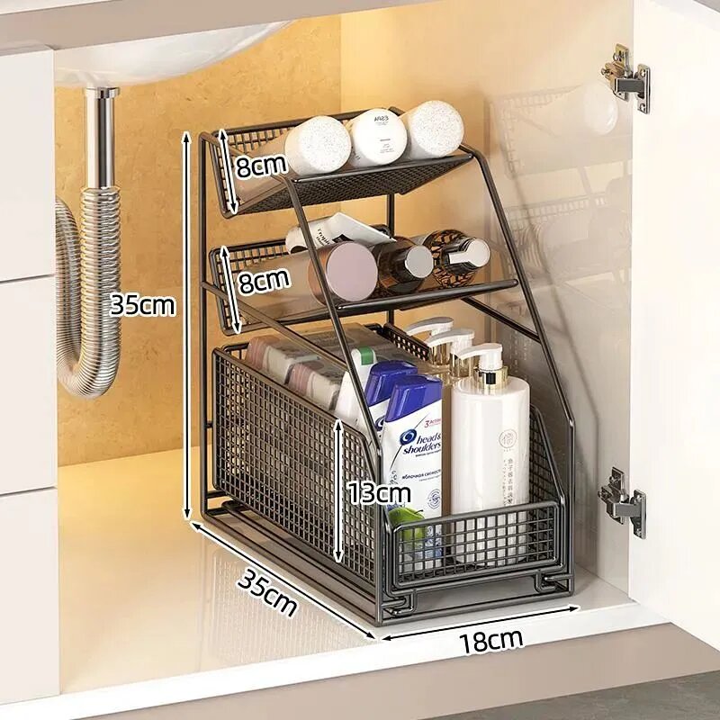 Этажерка, 3 секц, Металл, Сталь, 35х18х35 см