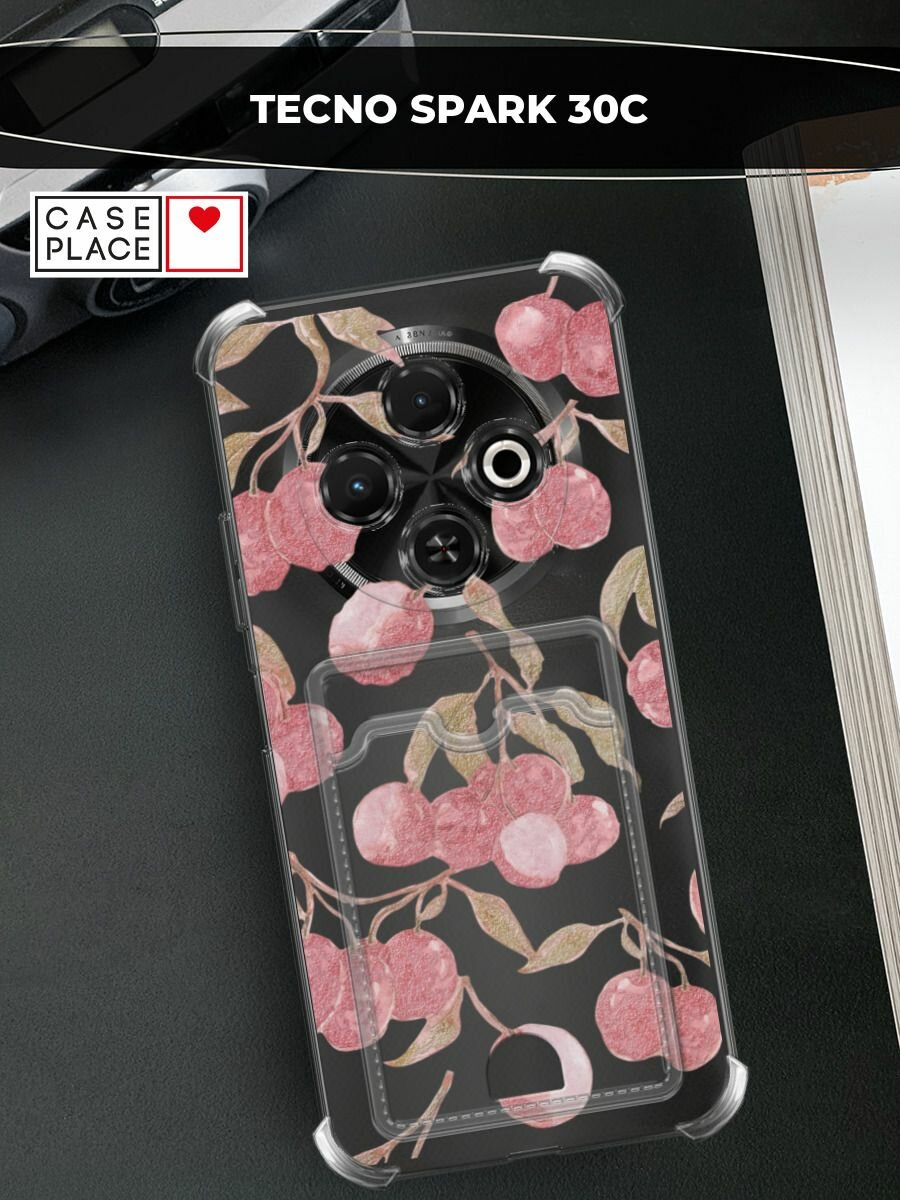 Чехол на Tecno Spark 30C (Текно Спарк 30C) с картой и принтом Сливы 2
