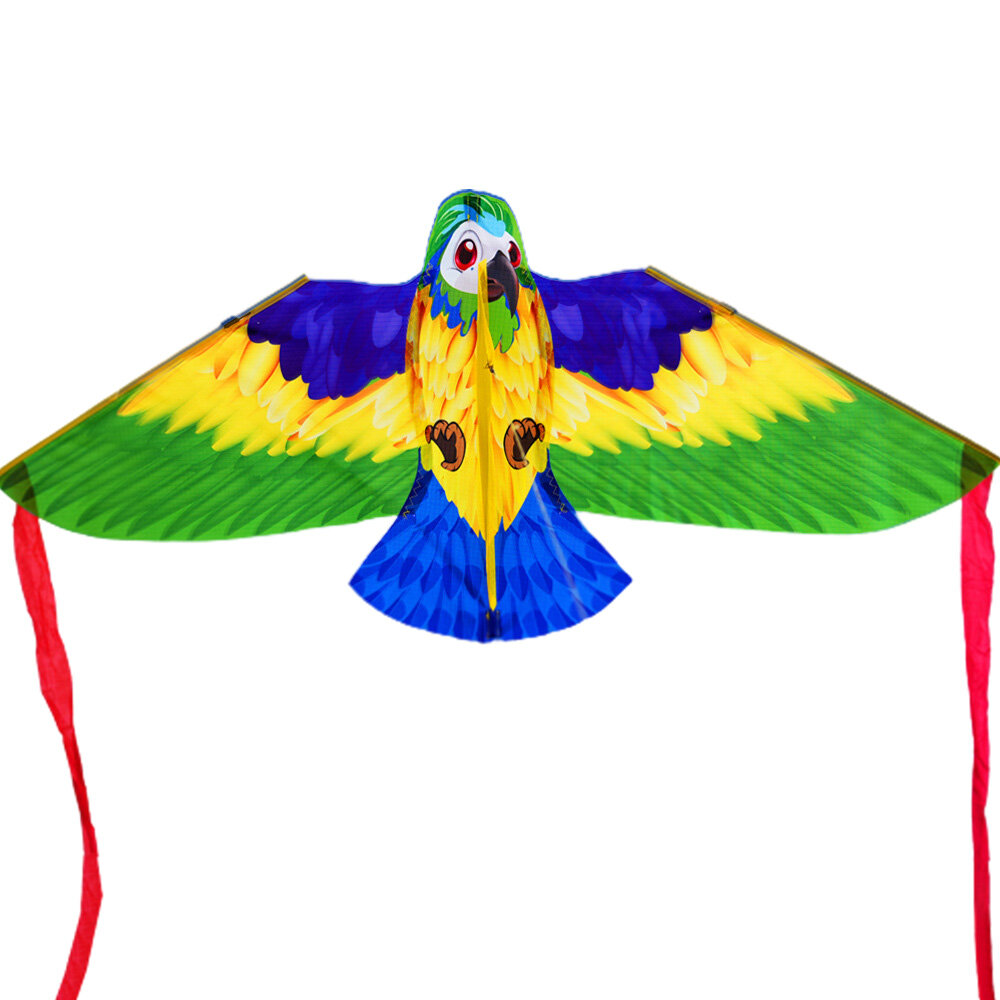 Попугайные воздушные змеи для детей Игрушка воздушная змея в форме животного мультфильма Трехмерная попугайная воздушная змея для улицы пляжа Материал Полиэстер и стекловолокно Цвет Красный Синий Желтый Красный и синий и желтый Размер 113*50см Вес 76г