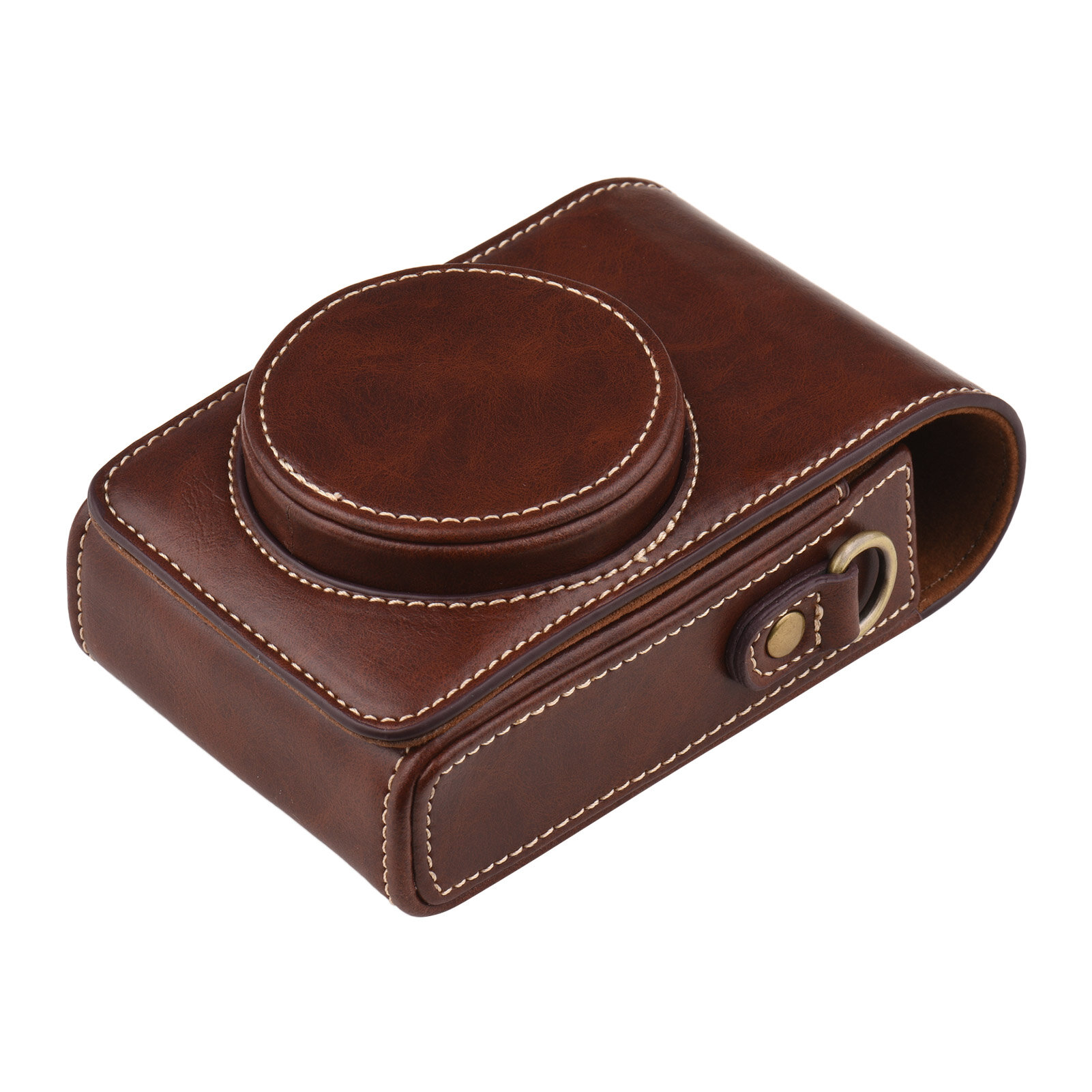 Чехол для камеры портативный Synthetic Leather с ремнем для плеча для Sony RX100, RX100 II, RX100 III, RX100 IV, RX100V, RX100 VI, RX100 VII, ZV1 для Ricoh GR2, GR3, черный, коричневый, кофе, размер 12.8*8*5.5cm, вес 132g, 1 чехол, 1 ремень