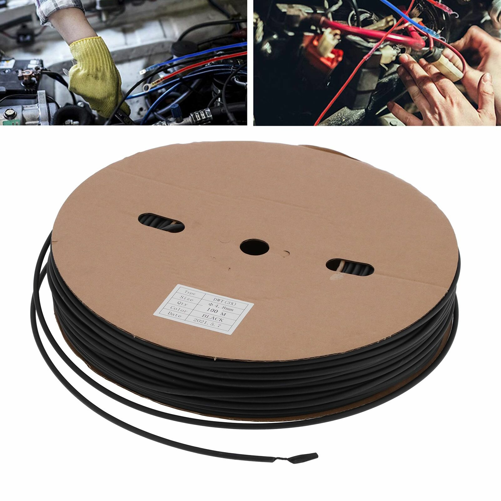 Термоусадочная трубка с рулонной изоляцией, водонепроницаемая, против протечек, 2 слоя, 100 метров, диаметр 4,8, черная