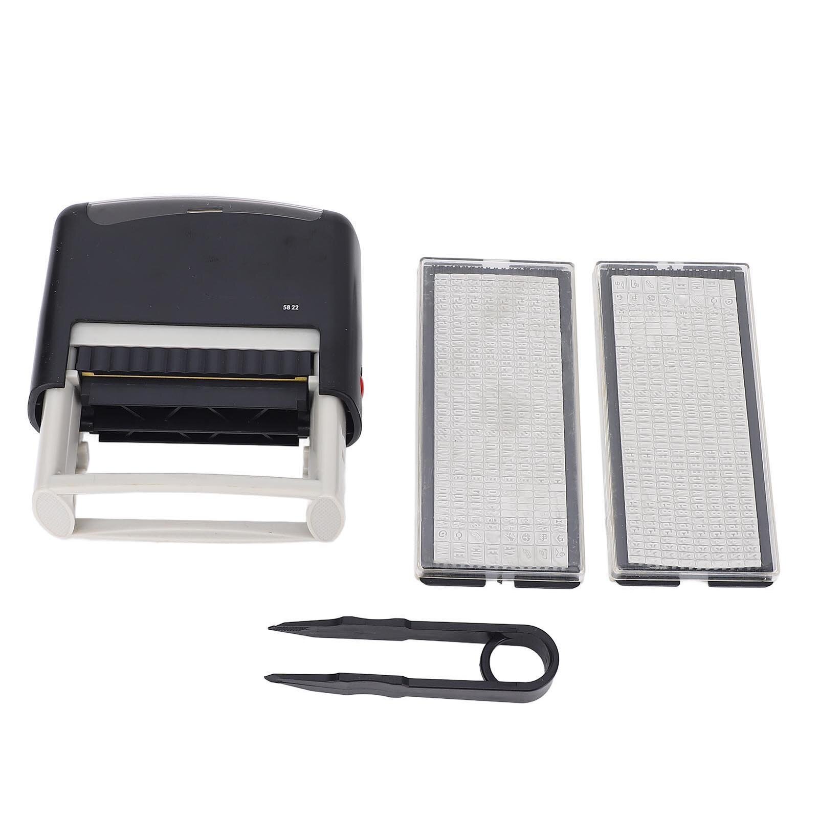 Штамп с буквами, цифрами и символами, автоматический, многоразовый, для офиса, школы, дома, 58x22 мм, черный корпус