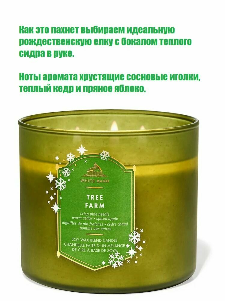 Bath and Body Works свеча ароматическая с 3-мя фитилями Tree Farm (411 грамм)