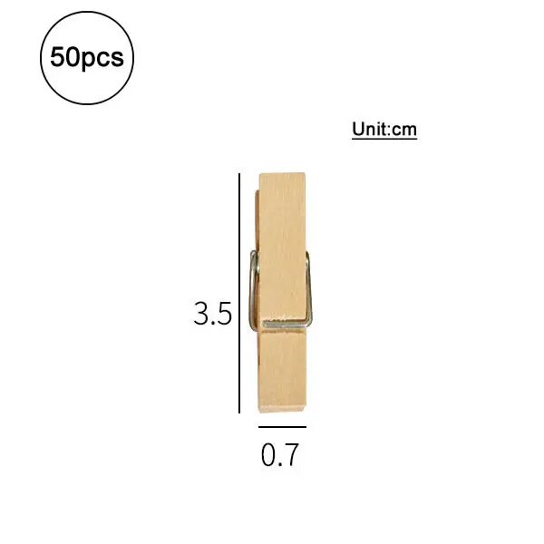 Деревянные прищепки 50 шт, 3.5x0.7 см