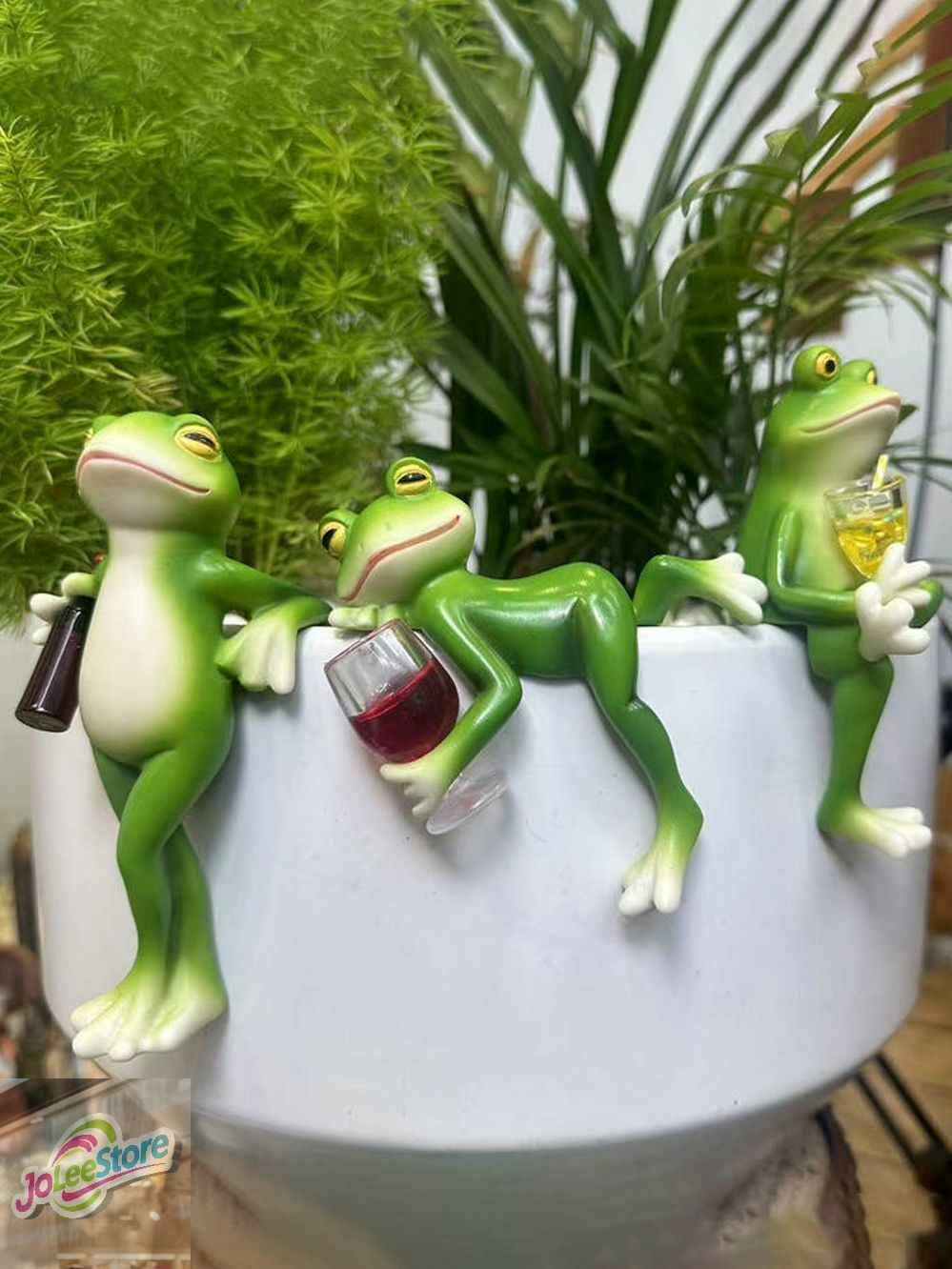 3шт. 3D лягушки из смолы для украшения аквариума с вазами, искусственными животными