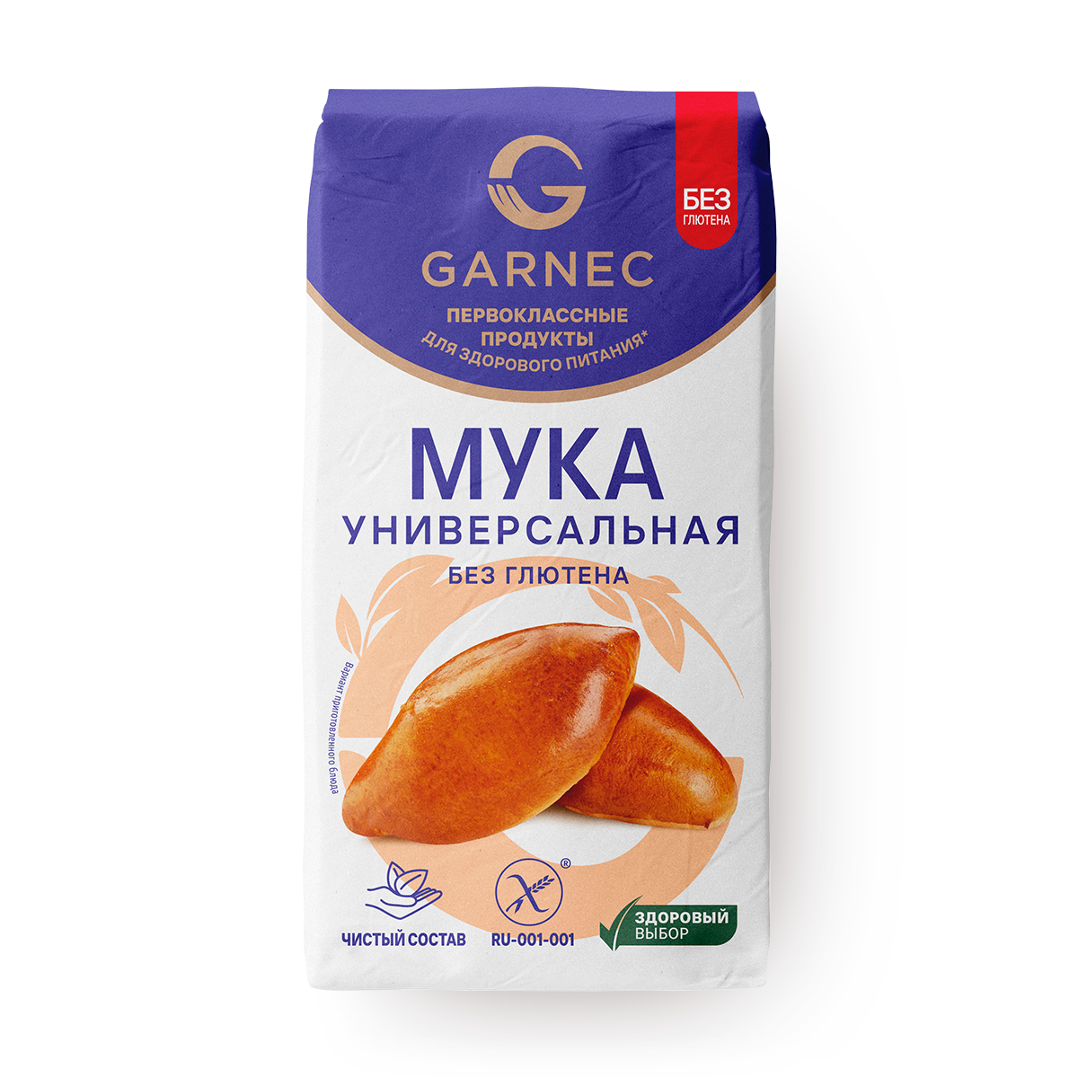 Мука универсальная Garnec, без глютена, не содержит ГМО, бумажный пакет, 0,6 кг