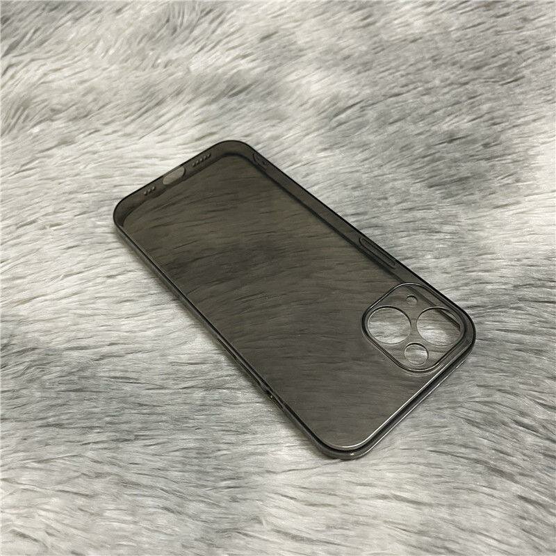 Силиконовый мягкий чехол для iPhone 12 Pro, полупрозрачный черный, полная защита, противоударный, гибкий